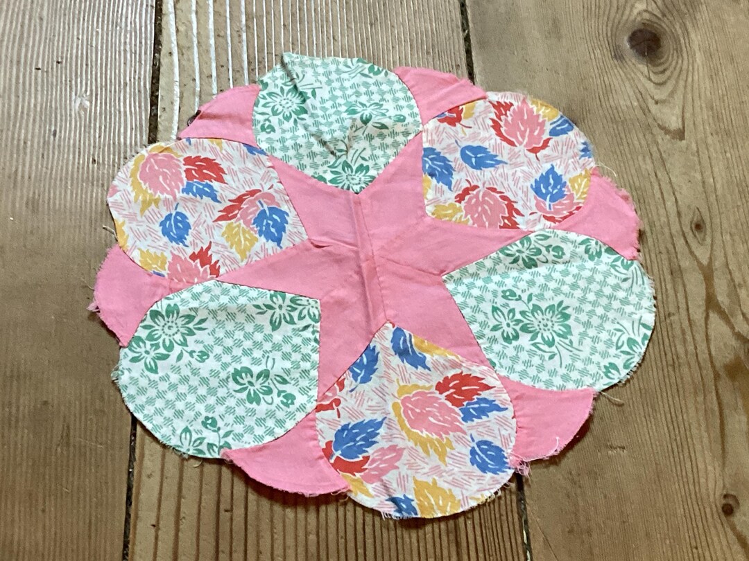 Quilt Block Square Pink Star Teardrop Antique - Etsy