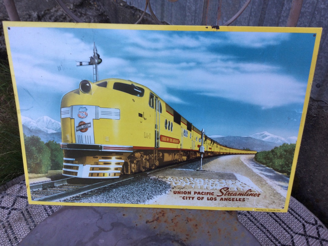 Train Sign Metal Union Pacific LA Vintage - Etsy