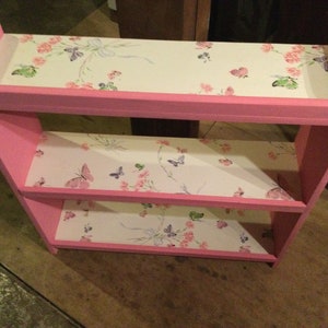 Bookshelf Childs Hot Pink Wood Wallpapered Vintage - Etsy