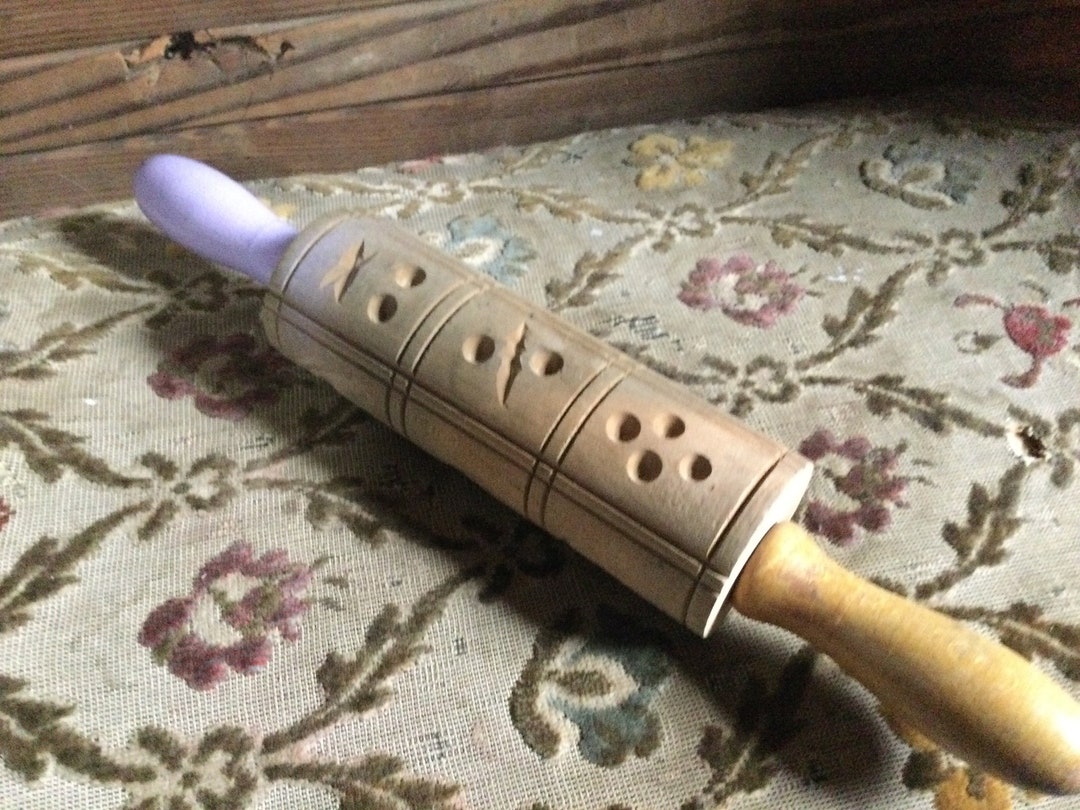Rolling Pin Grooved Imprinted Wood Vintage - Etsy