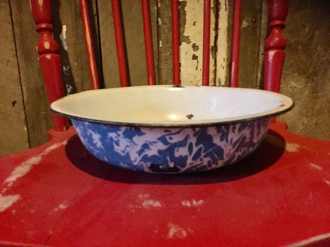 Robins Egg Blue Graniteware Basin Bowls Enamelware French Country ...
