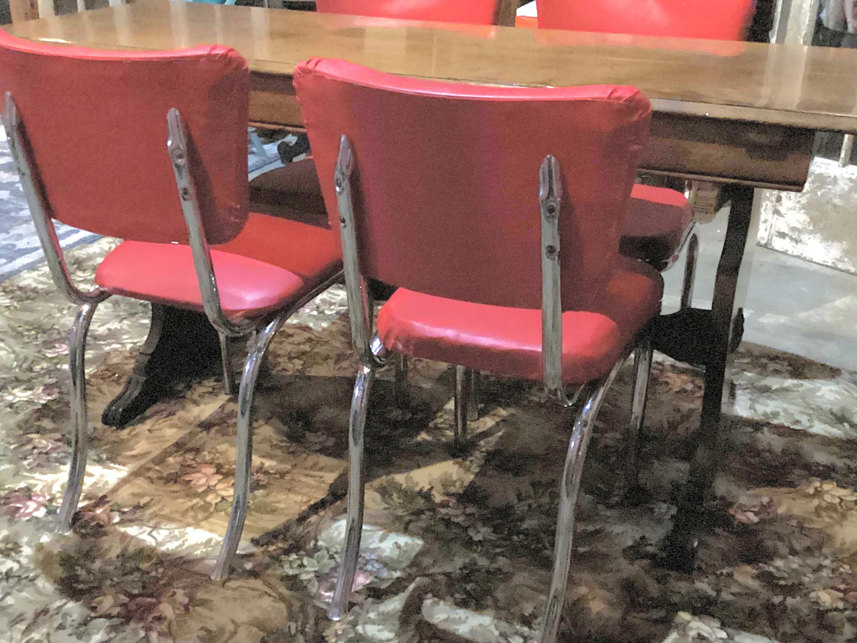Chairs Red Vinyl Chrome 1950 Kitchen Dining Set - Etsy