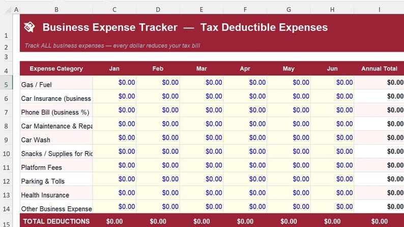 Gig Driver Income Tracker 2025 | Uber Lyft Doordash Spreadsheet | Excel ...