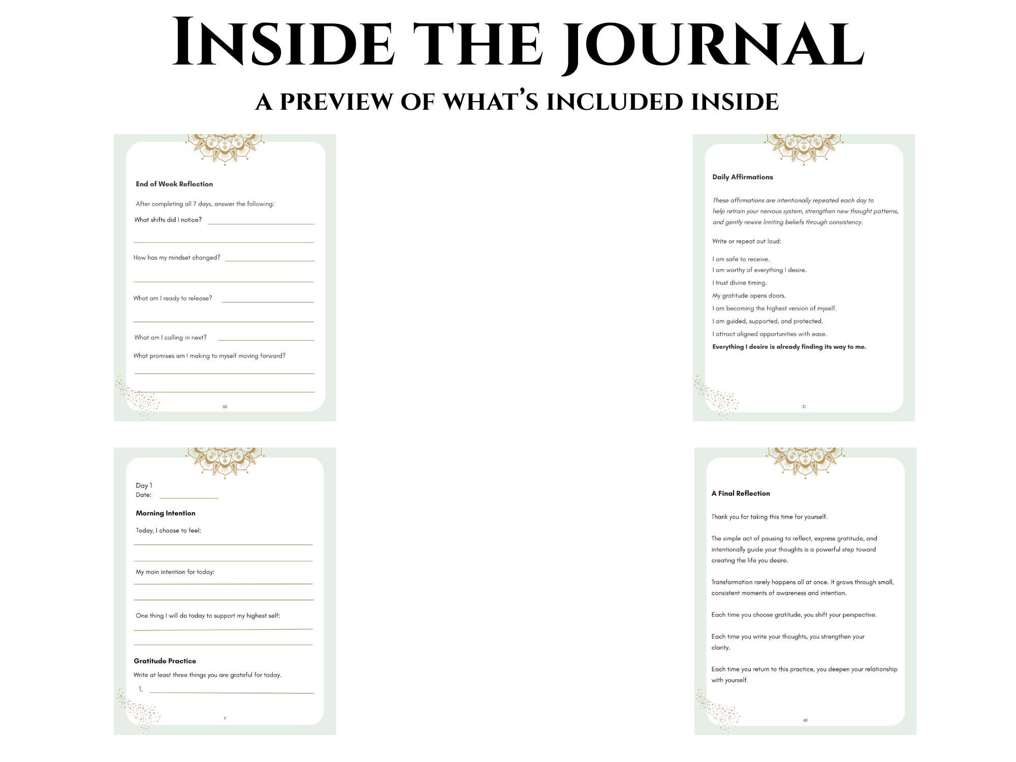 7-day Gratitude Journal Printable / Mindfulness & Manifestation ...