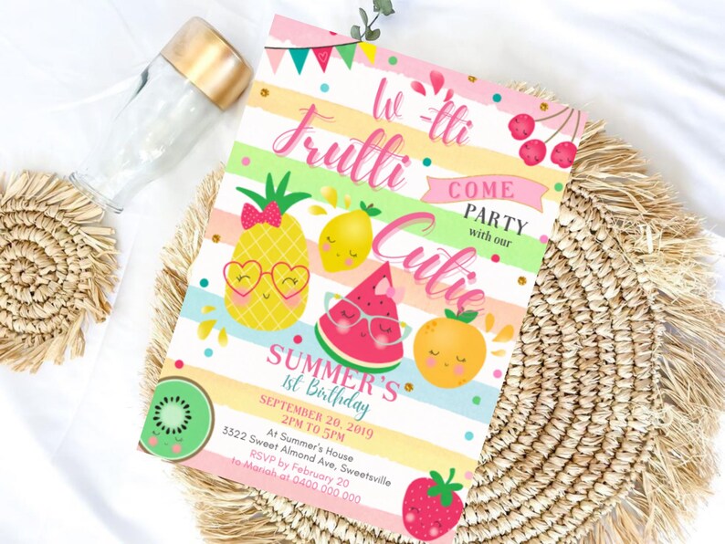 Twotti Frutti 2nd Birthday Invitation, Fruit Theme Birthday Party ...