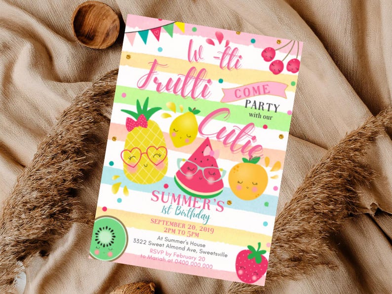 Twotti Frutti 2nd Birthday Invitation, Fruit Theme Birthday Party ...