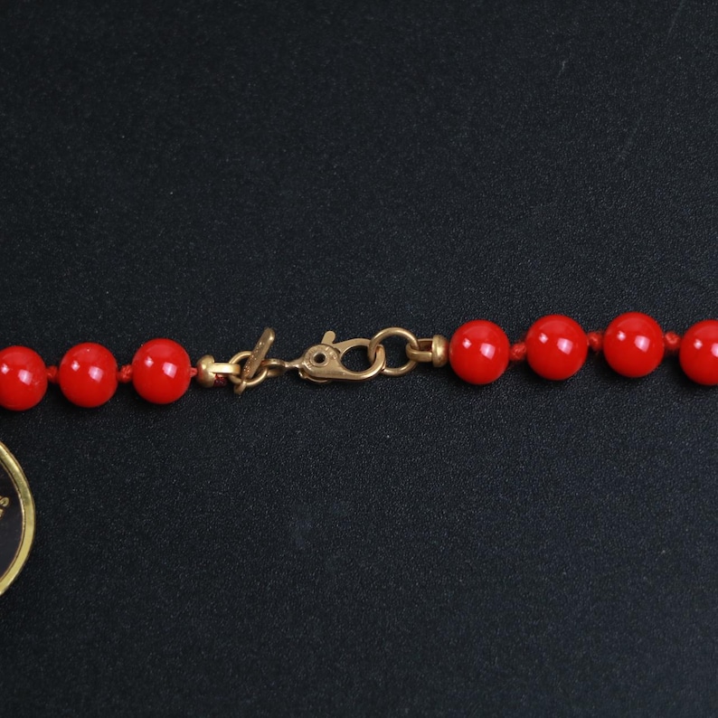 Monet Crimson Red Glass Bead Necklace, Hand-knotted Matinee Strand (NOS ...