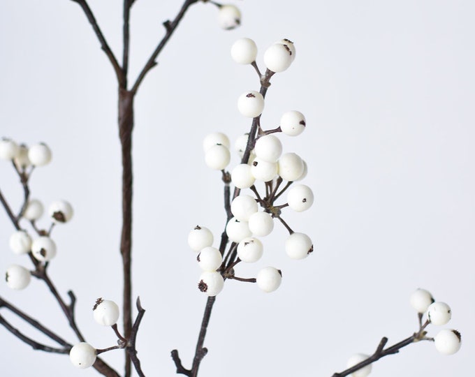 33" Faux White Berry Branch Stem - Etsy