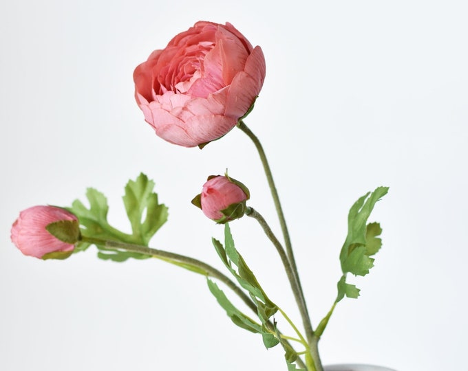 23 Faux Coral Real Touch Ranunculus Stem - Etsy