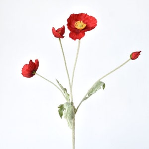 24" Faux Red Poppy Stem - Etsy