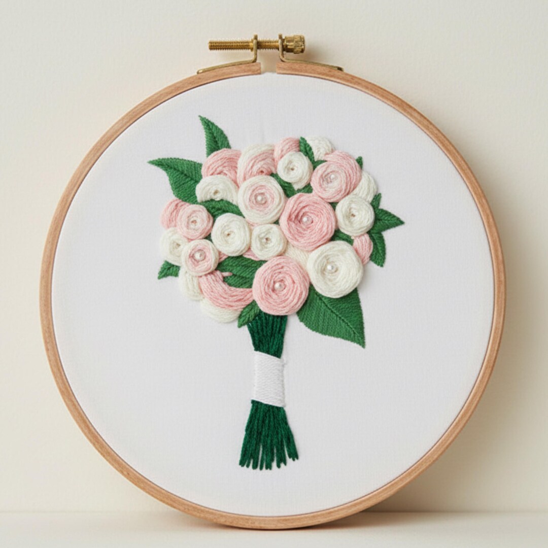 Bouquet of Roses Embroidery Kit for Beginners | Easy Roses Craft Kit ...