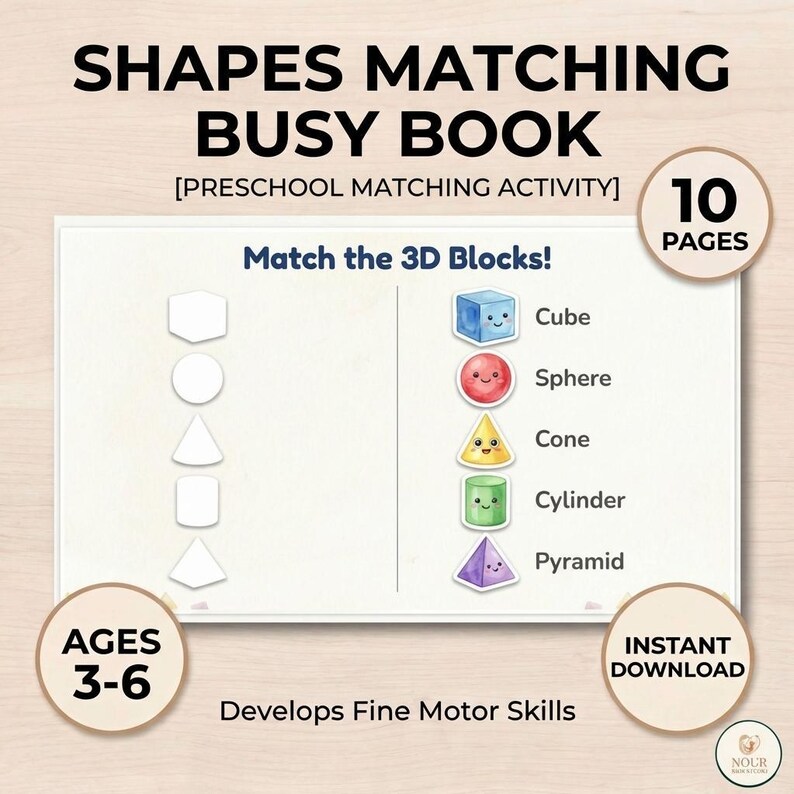 Preschool Shapes Matching Activity Busy Book, Toddler Learning Game ...
