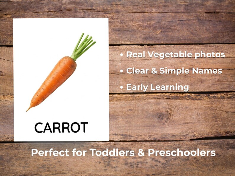 Montessori Vegetable Flashcards, Real Photo Learning Cards (PDF ...