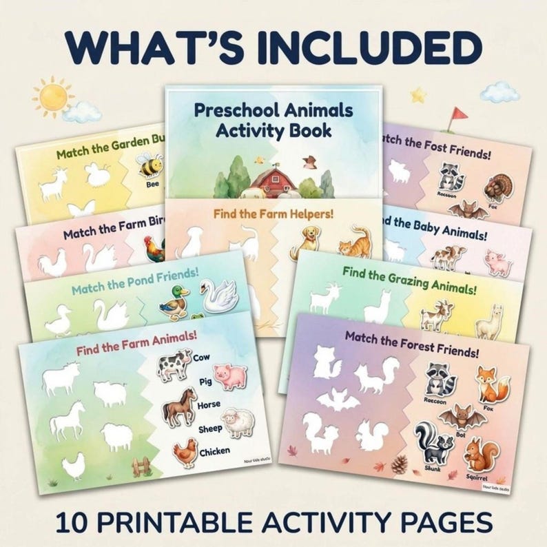 Preschool Busy Book Printable PDF, 70 Pages Matching Activities Bundle ...
