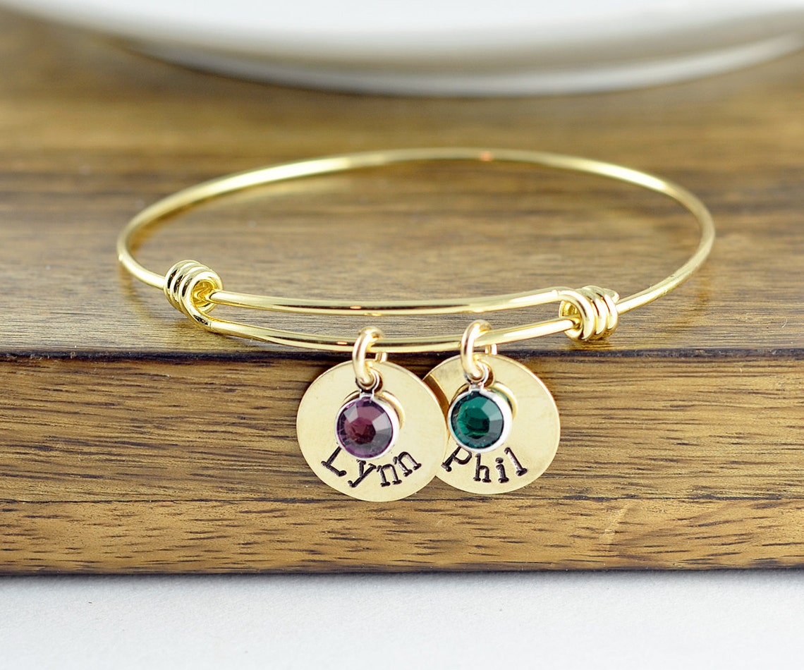 Gold Bangle Bracelet Personalized Names Bangle Bracelet | Etsy