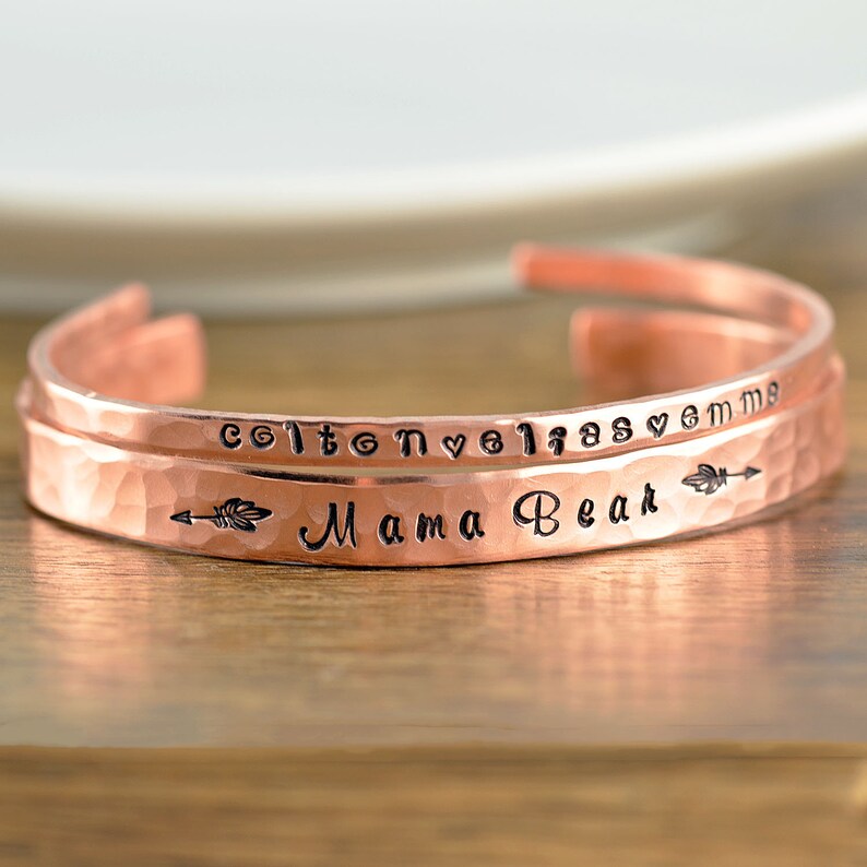 Mama Bear Custom Cuff Bracelet Personalized Cuff Bracelet - Etsy