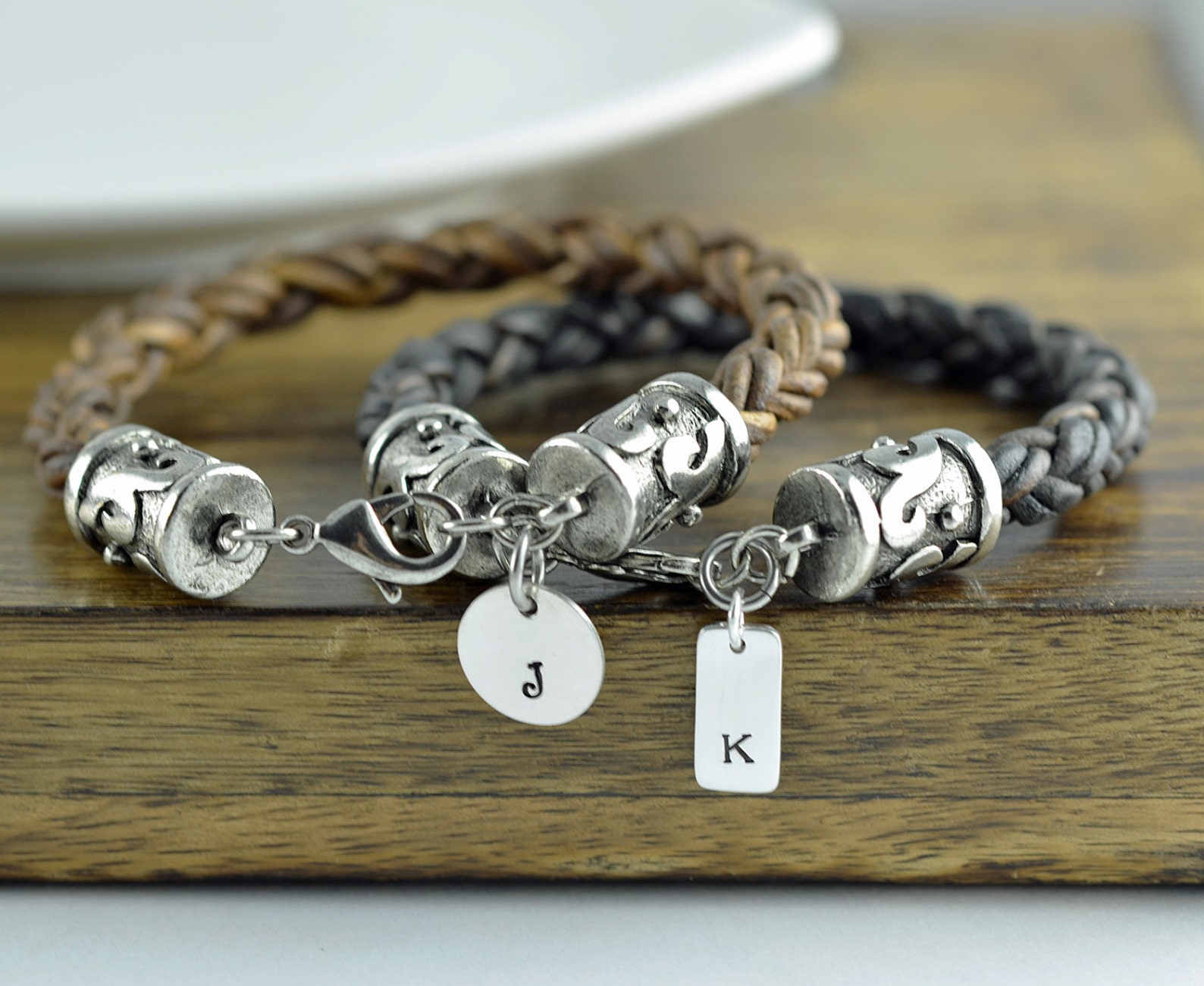 Personalized Mens Leather Bracelet Custom Initial Bracelet - Etsy