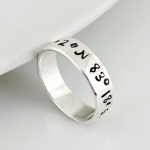 Anniversary Ring, Location Jewelry, Coordinates Ring, Sterling Silver ...