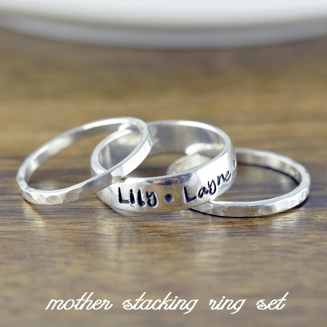 Personalized Stacking Rings, Sterling Silver Ring, Hand Stamped Ring ...