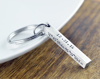Personalized Coordinates Keychainpersonalized Gift - Etsy