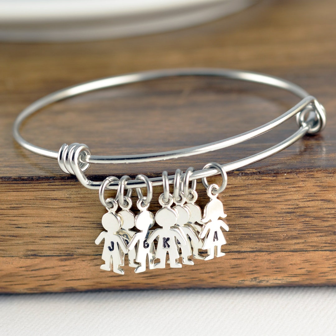 Silver Charm Bracelet, Boy Charm With Initial, Girl Charm Bracelet ...