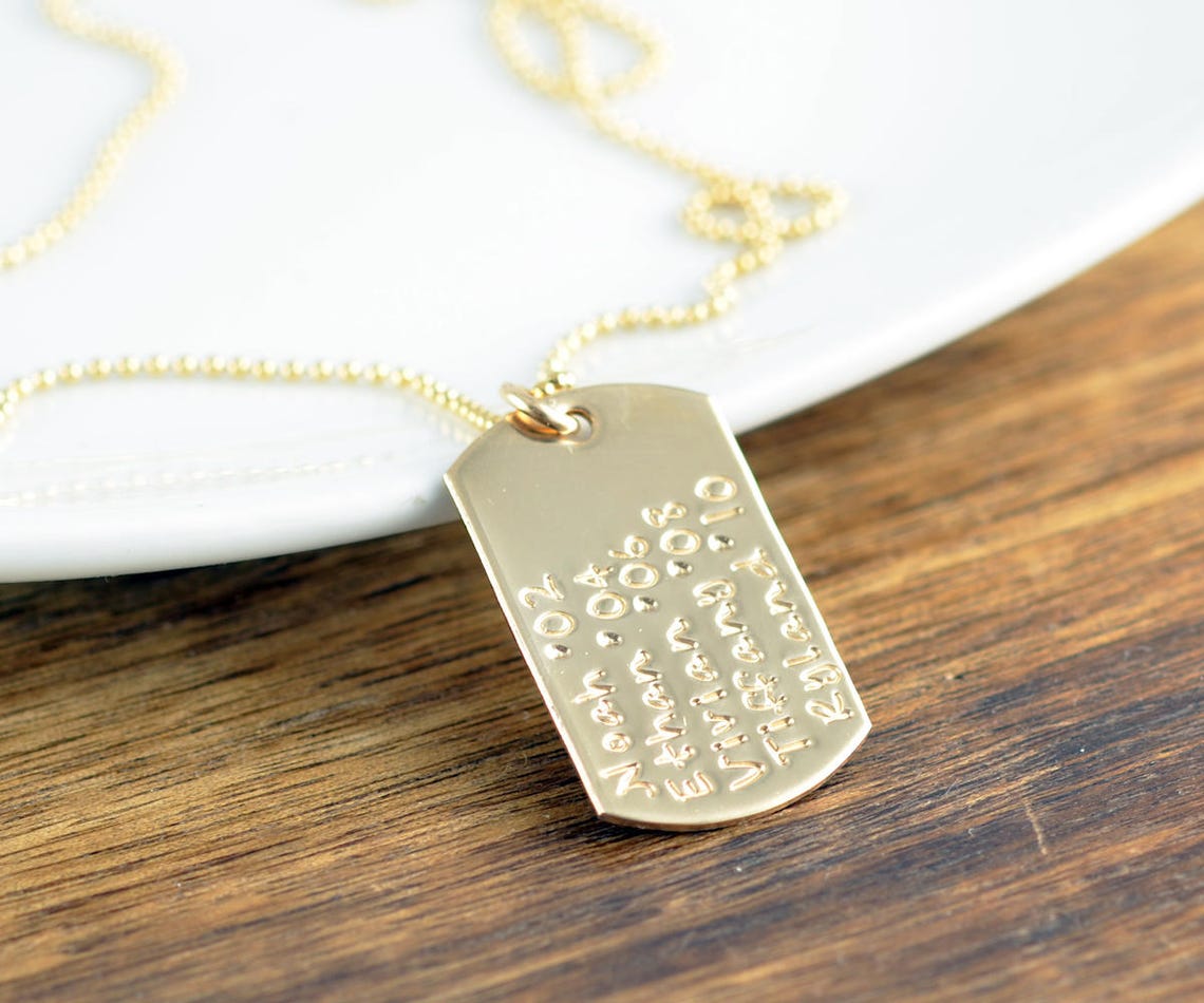 Personalized 14k Gold Filled Dog Tag Necklace Hand Stamped | Etsy