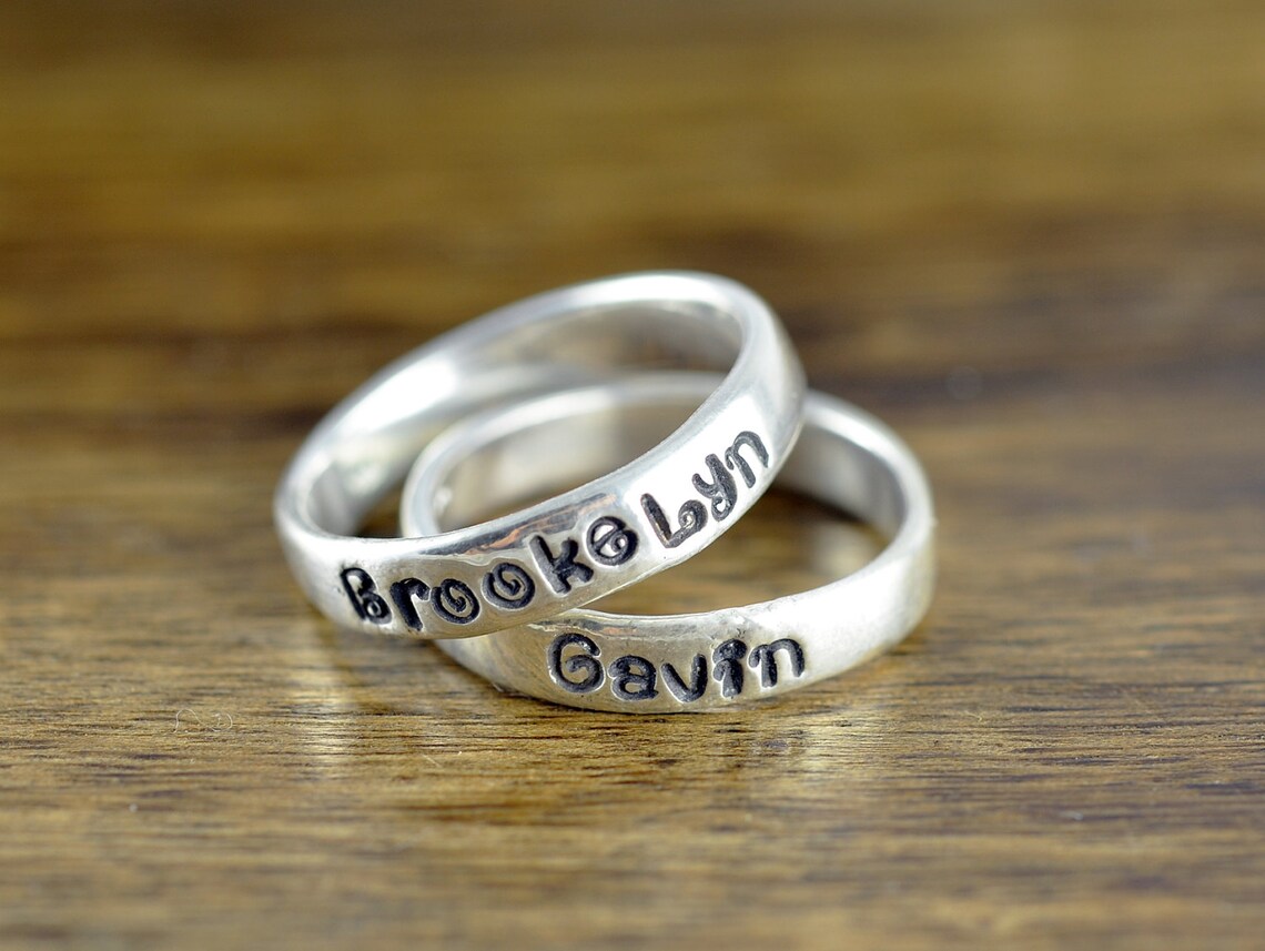 Personalized Stacking Rings Hand Stamped Ring Sterling - Etsy
