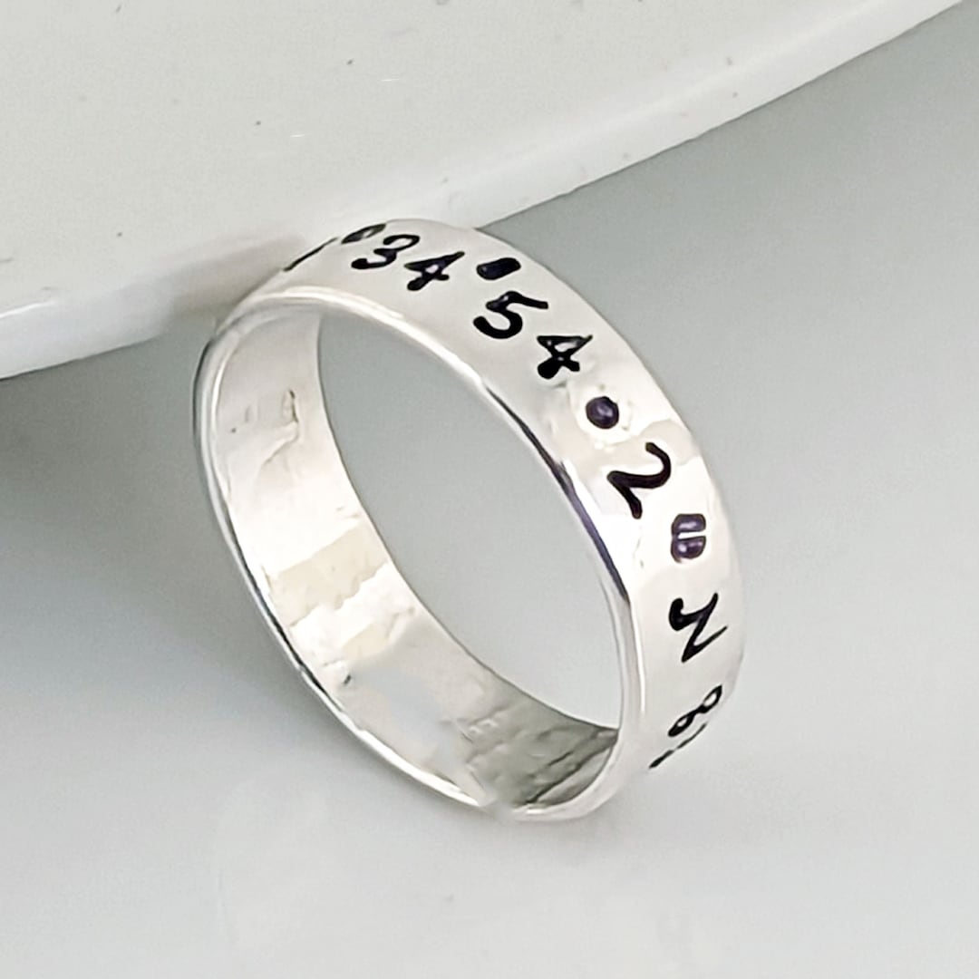 Anniversary Ring, Location Jewelry, Coordinates Ring, Sterling Silver ...