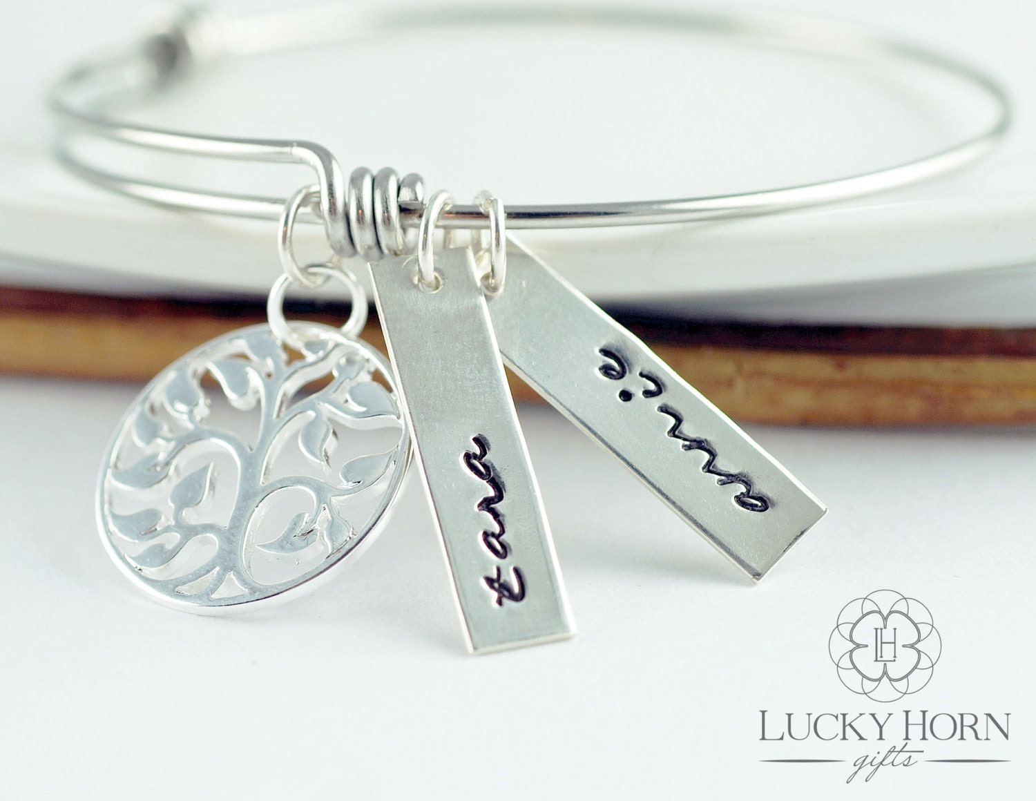 Sterling Silver Family Tree Bangle Bracelet Tree of Life | Etsy