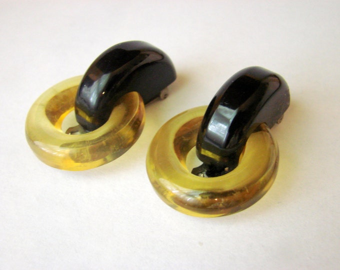 Rare Art Deco Apple Juice Bakelite Dress or Fur Clips / Black - Etsy