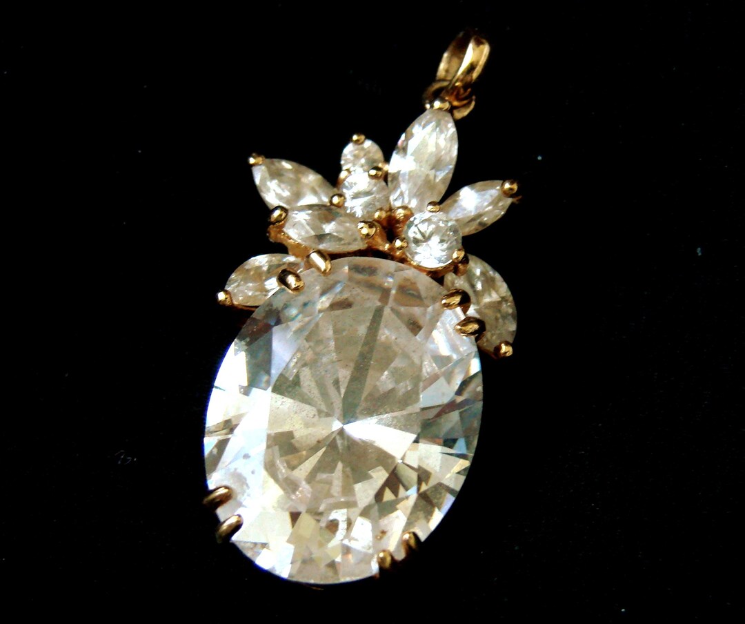 Vintage Premier Designs Cubic Zirconia Rhinestone Pendant, Signed PD ...