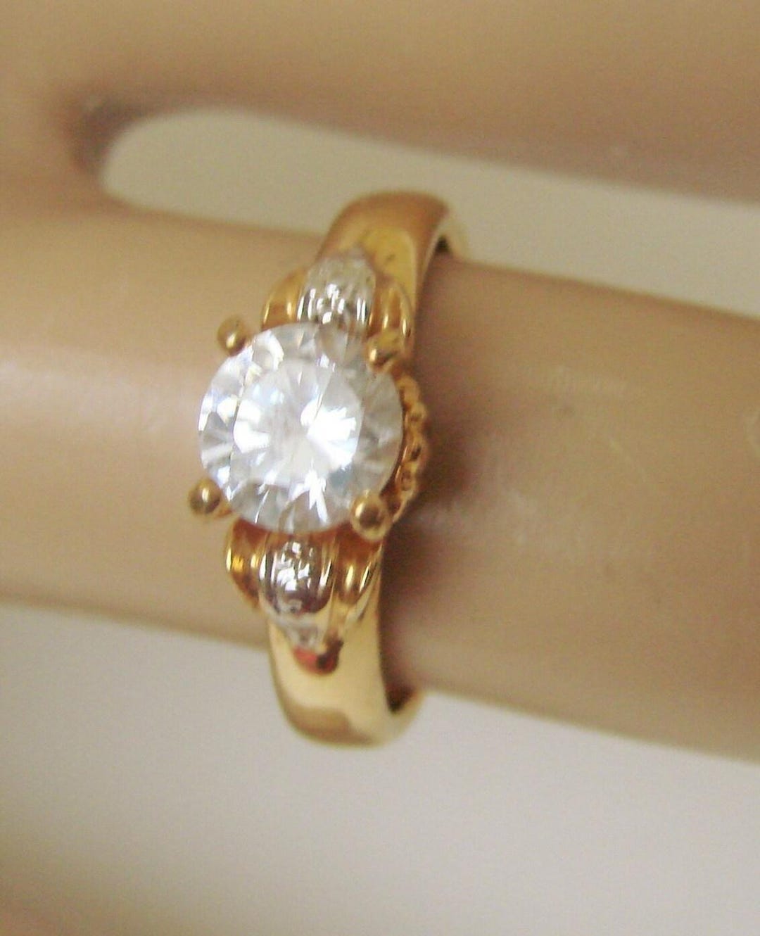Vintage Uncas Lind 14K Heavy Gold Electroplate Cubic Zirconia Ring ...