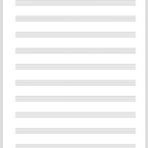 10 Line Music Staff Paper Portrait: Download and Printable PDF Great ...