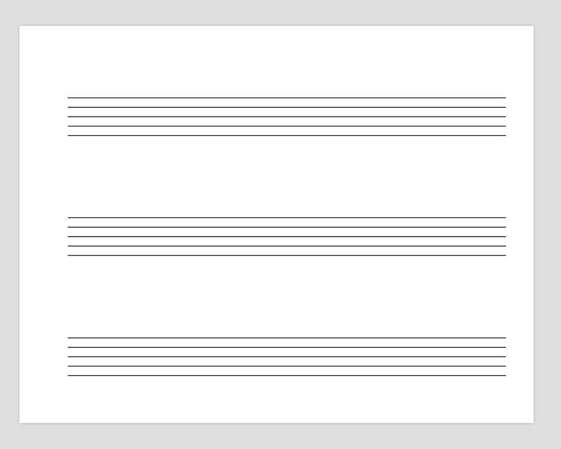 Large 3 Line Music Staff Paper Landscape: Download and | Etsy
