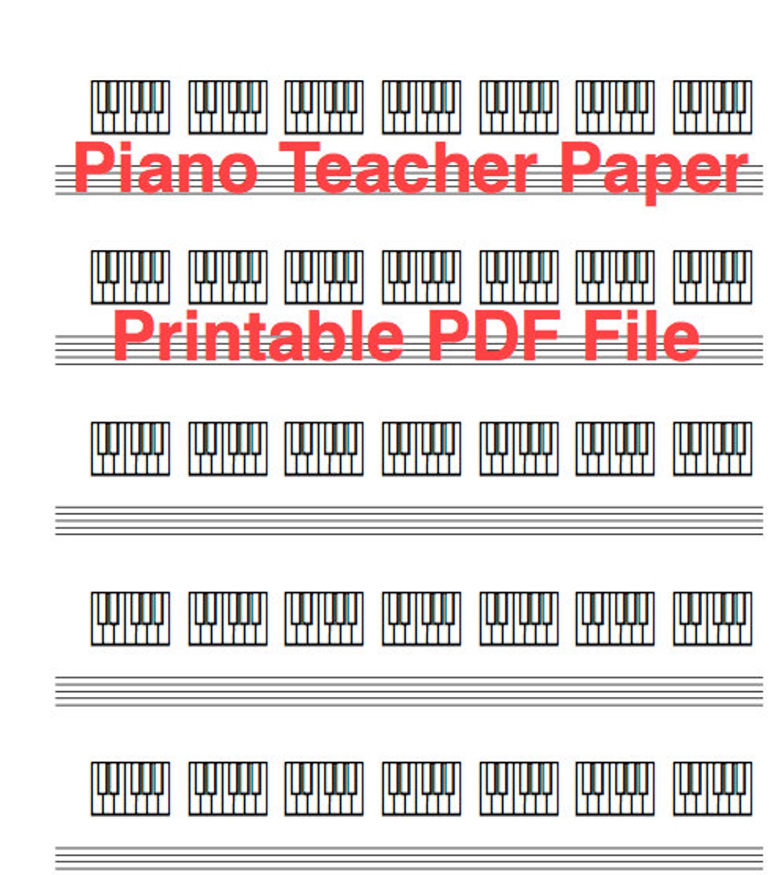 Piano Teacher Keyboard Diagram Paper: Download and Printable PDF Great ...