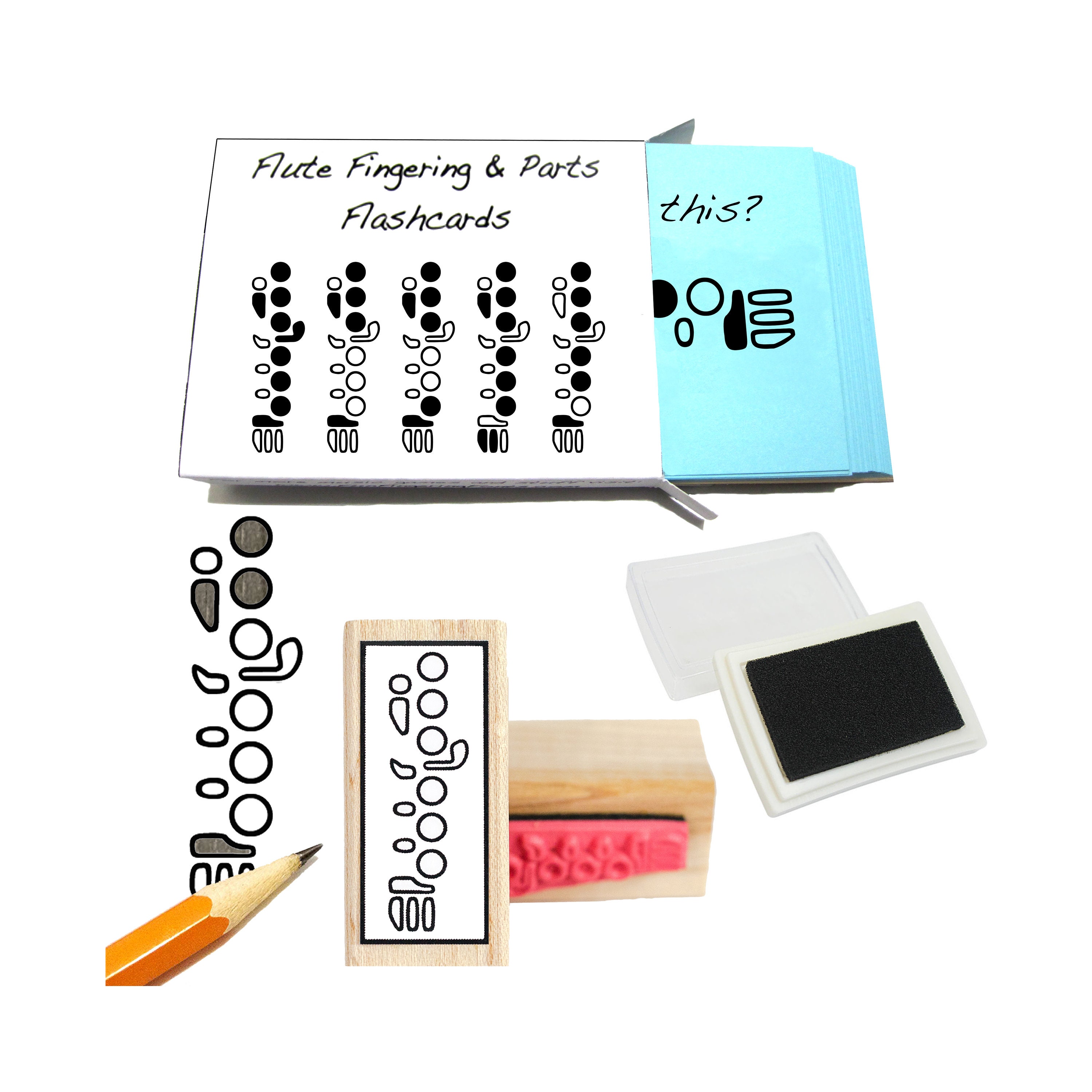 Flute Student Gift Pack flashcards Fingering Rubber Stamp & | Etsy