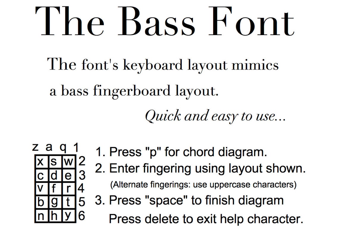 Bass Chord Font Notate Chord Diagrams on a PC or Mac. free Shipping ...