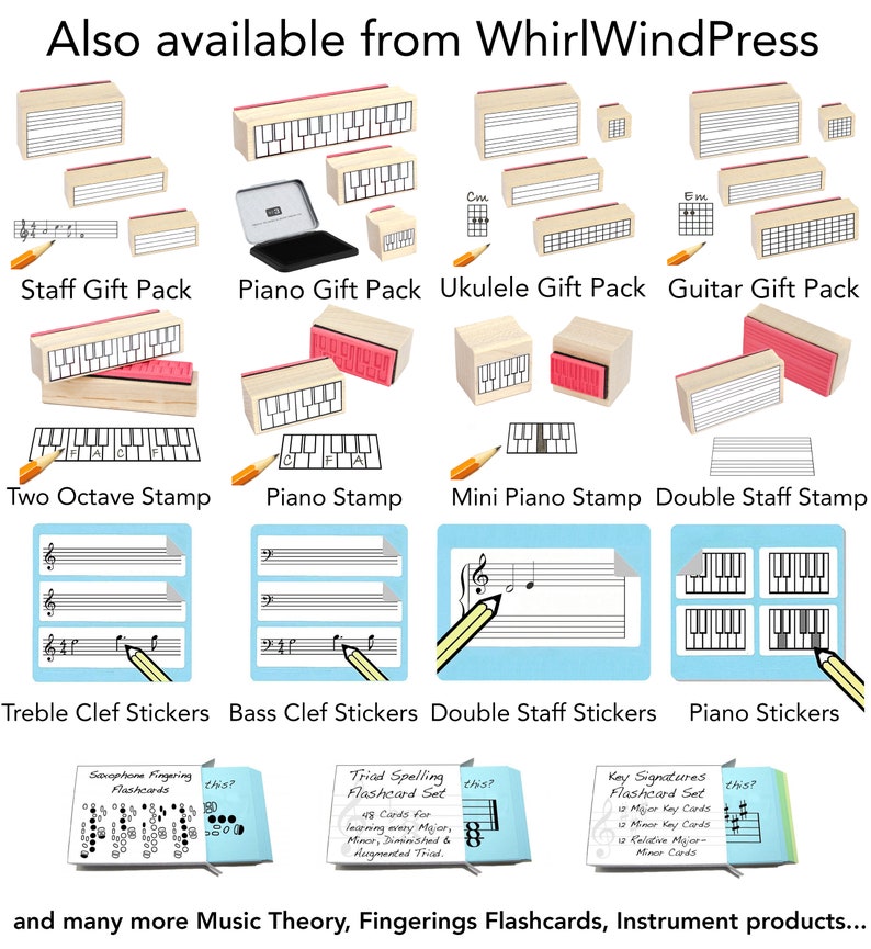 Large Blank Staff Rubber Stamp - A Great Piano Teacher and Student Aid ...