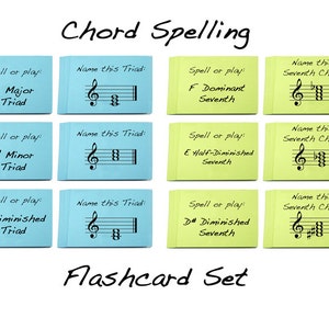 Chord Names Flashcards (two Pack) - Great Learning Triads and Seventh ...