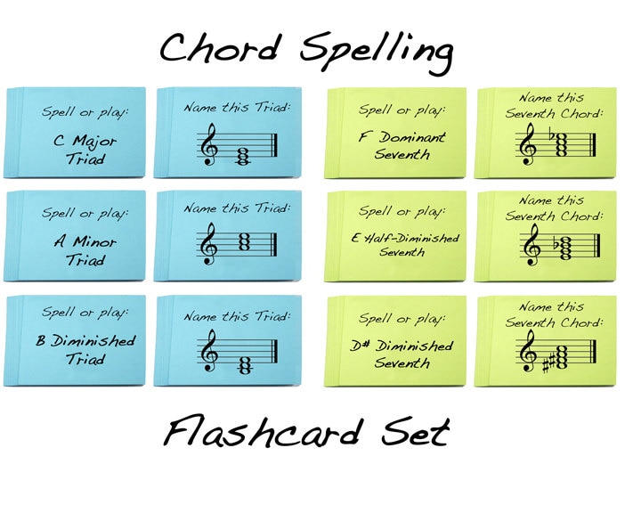 Chord Names Flashcards two Pack Great Learning Triads and | Etsy