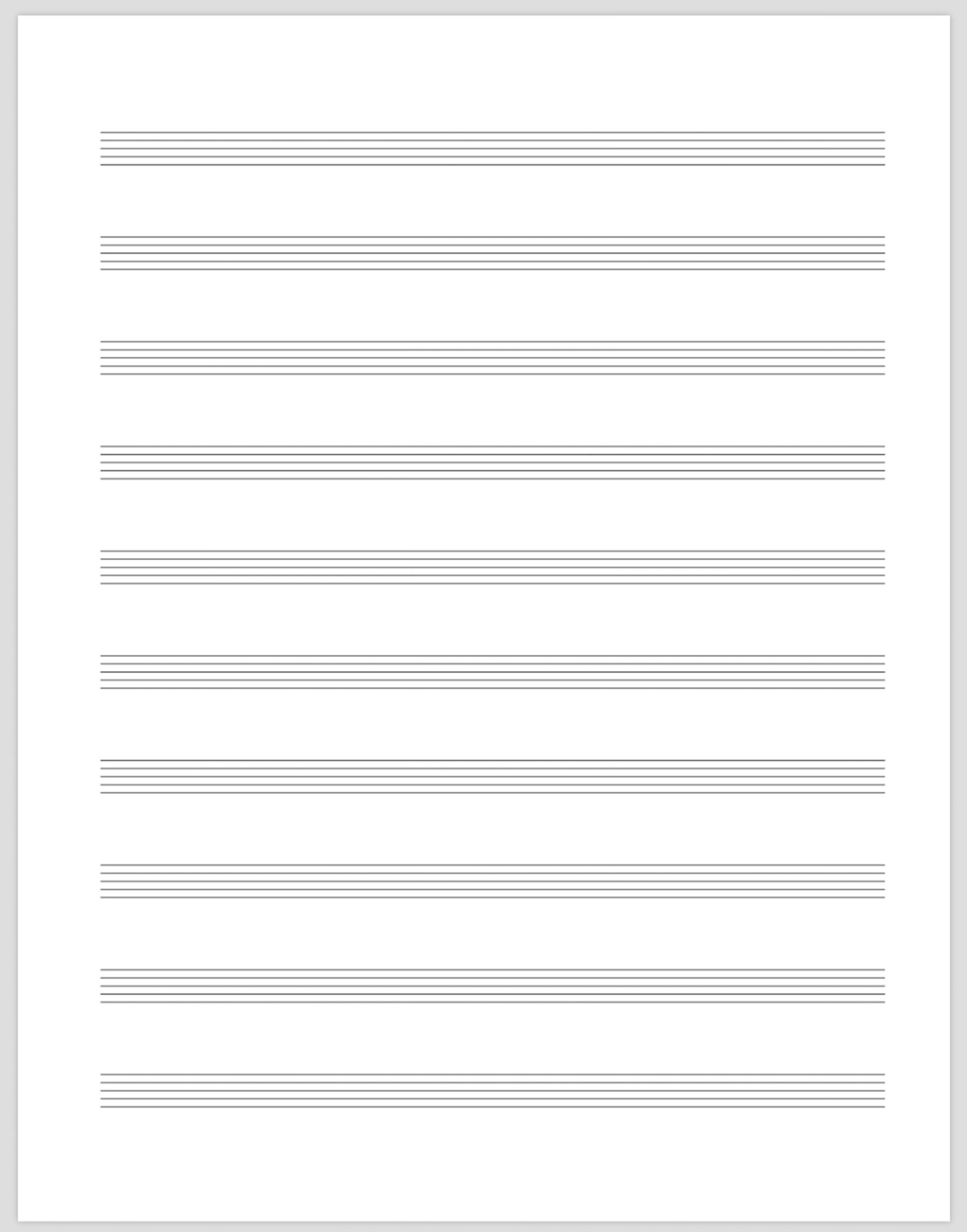 10 Line Music Staff Paper Portrait: Download and Printable PDF Great ...
