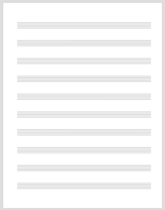 10 Line Music Staff Paper Portrait: Download and Printable PDF | Etsy ...