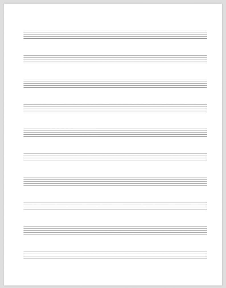 10 Line Music Staff Paper Portrait: Download and Printable PDF Great ...