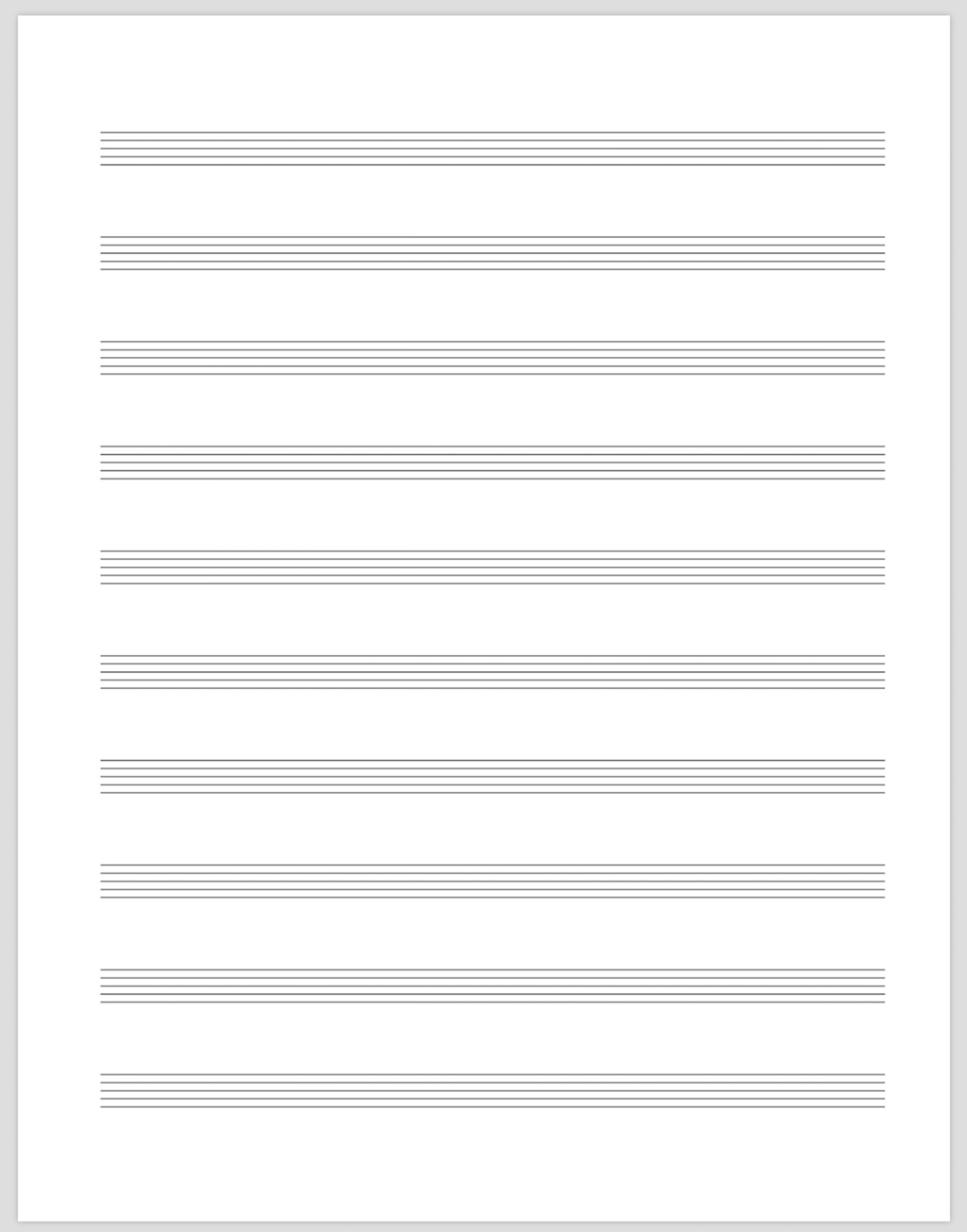 10 Line Music Staff Paper Portrait: Download and Printable PDF Great ...