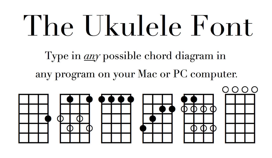 Uke Fingering and Chord Diagram Font Notate Ukulele diagrams | Etsy
