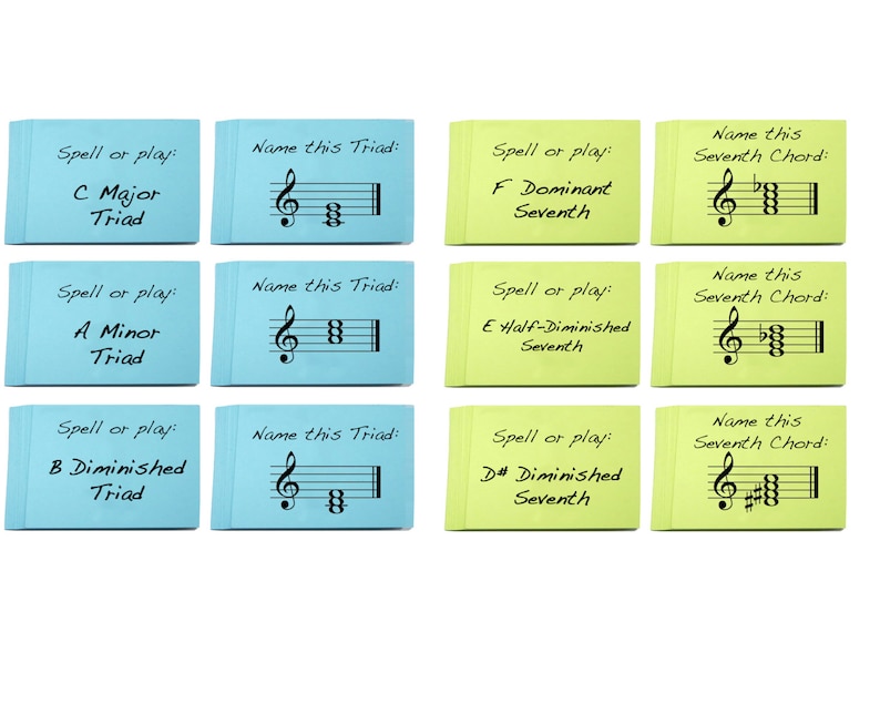 Chord Names Flashcards (two Pack) - Great Learning Triads and Seventh ...