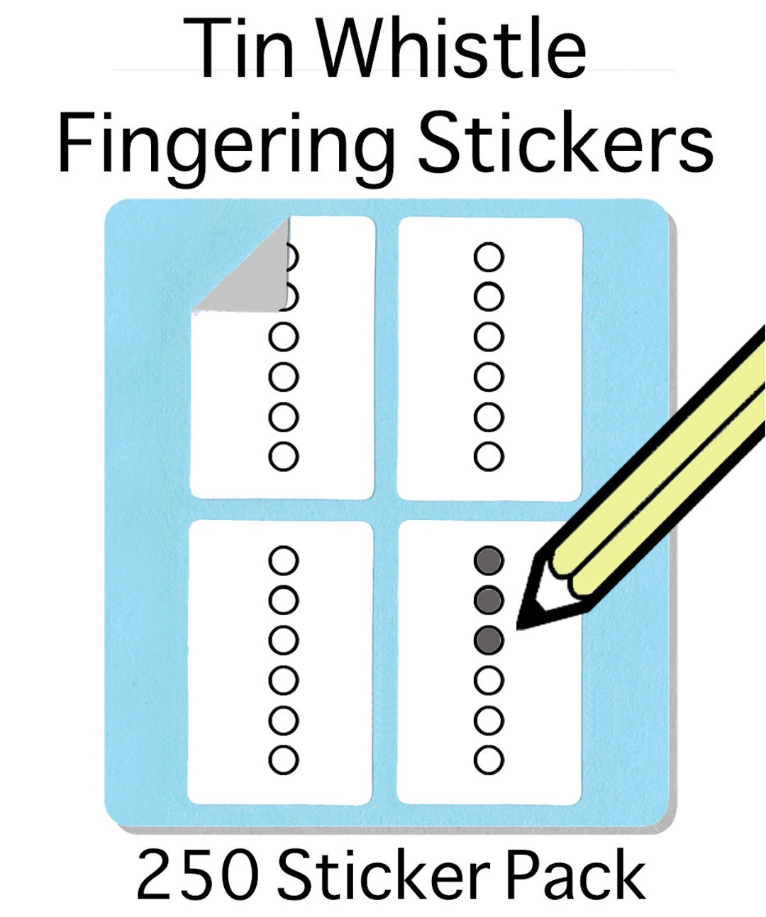 Tin Whisle, Fife, Flagolet, Penny Whistle Fingering and Theory Stickers ...