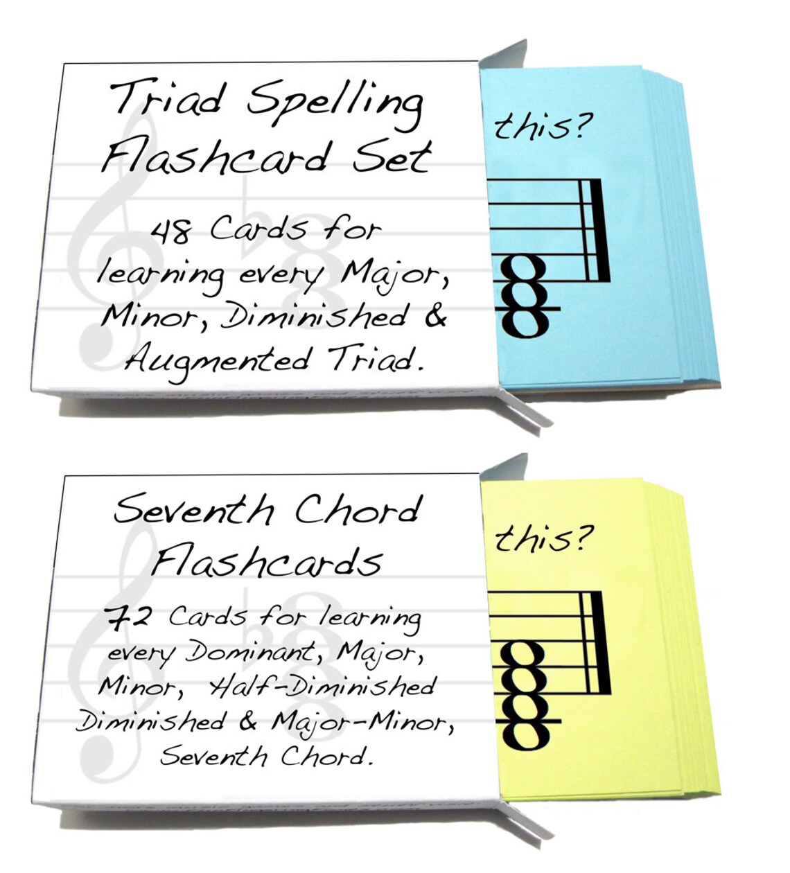 Chord Names Flashcards two Pack Great Learning Triads and | Etsy