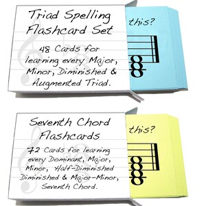 Chord Names Flashcards (two Pack) - Great Learning Triads and Seventh ...
