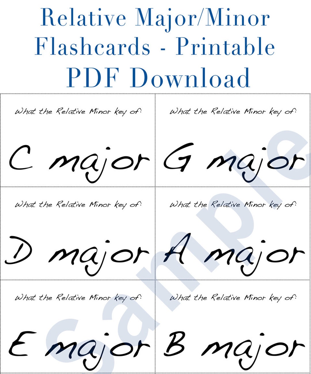 Relative Major and Minor Keys Flashcards: Download and Printable PDF ...